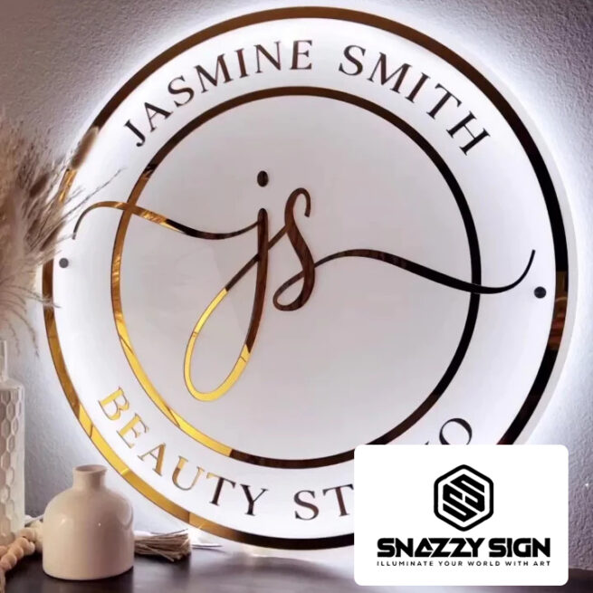 Mirror Acrylic Business Sign Backlit Round 3D – Neon Signs, Custom Neon ...