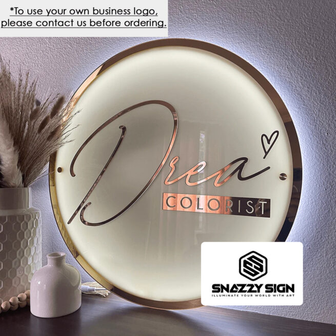 Mirror Acrylic Business Sign Backlit Round 3D – Neon Signs, Custom Neon ...